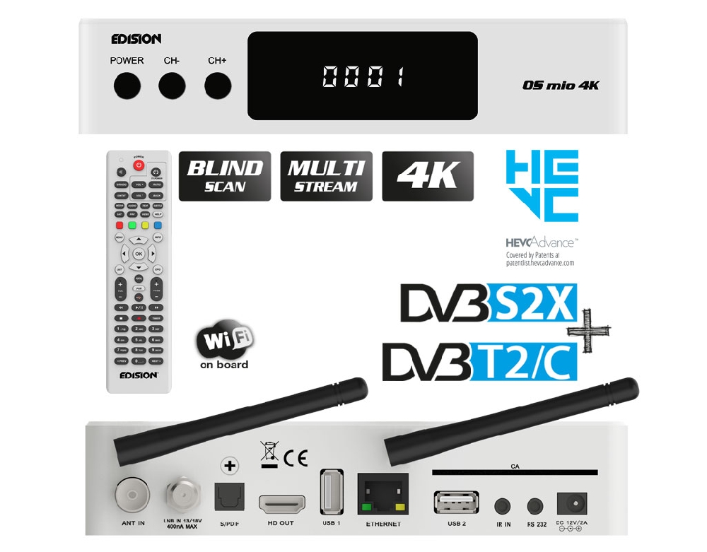 RECEIVERS / LINUX / OS MIO 4K S2X + T2/C White