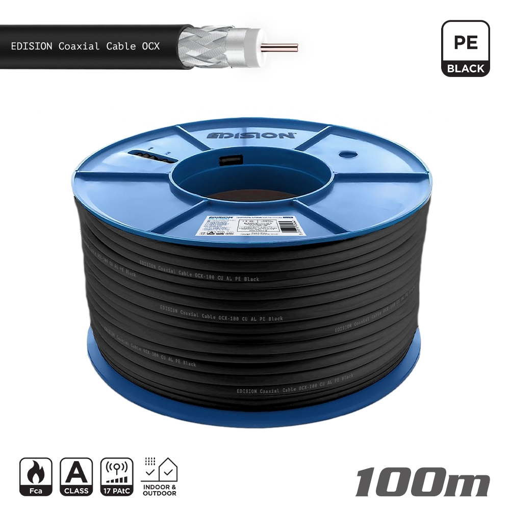 CABLES / COAXIAL / COAXIAL Cable OCX-100 CU AL Fca PE Black 100m