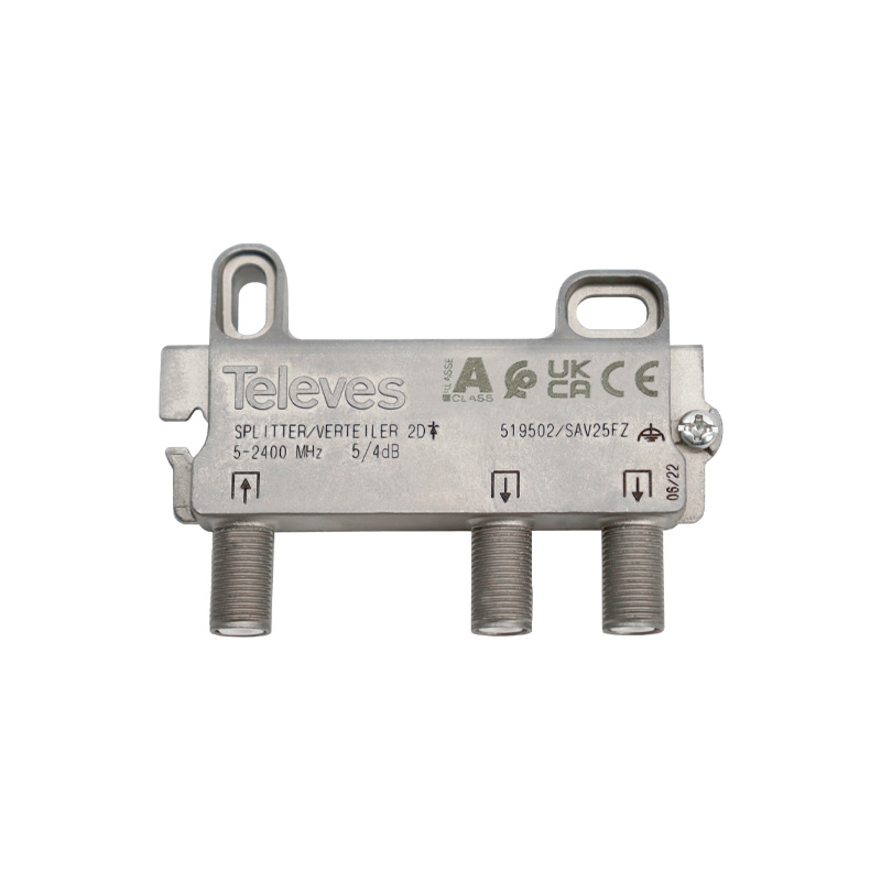 SPLITTERS / F ALL BAND DC / 519502 splitter 2 ways F 5-2400 MHz DC pass