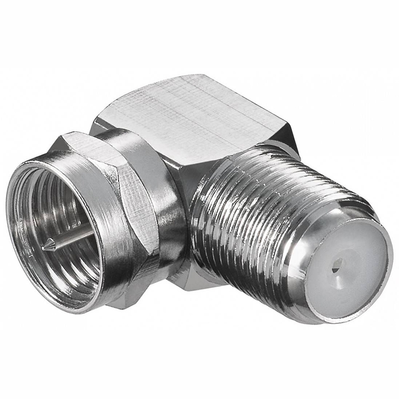 PLUGS / F-type PLUGS / 11390 Angle adapter: F male - F female, zinc
